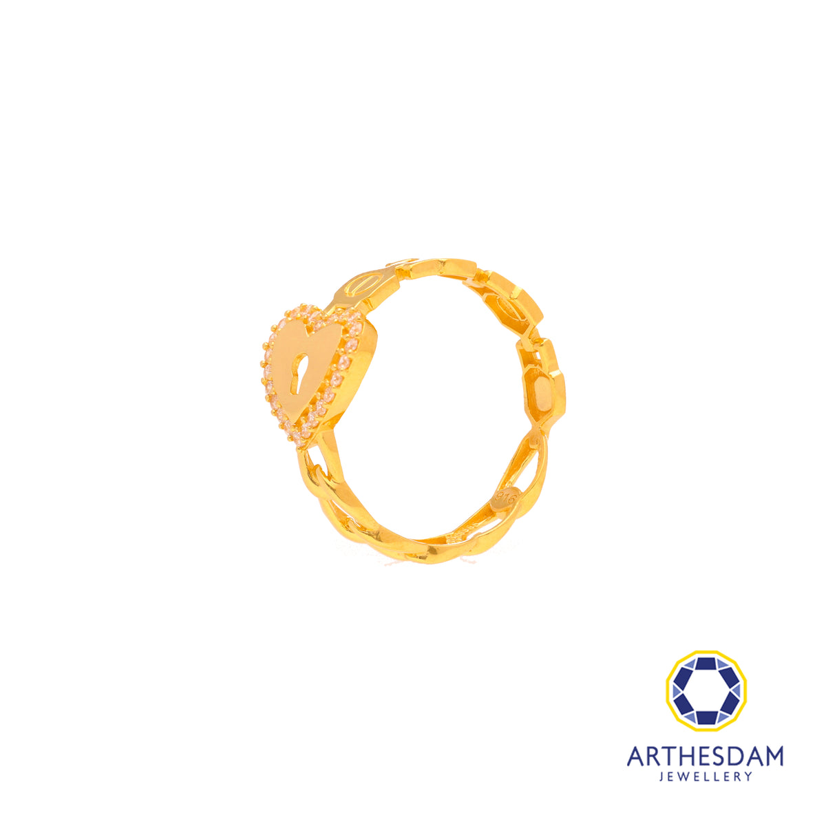 Arthesdam Jewellery 916 Gold Heart Lock Ring